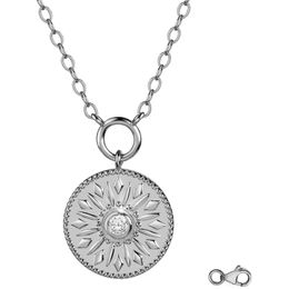 Kette mit Anhänger Firetti "Schmuck Geschenk Silber 925 Halsschmuck Ankerkette Sonne" Halsketten Gr. Silber 925 (Sterlingsilber), L: 48,5cm B: 1,7mm, silberfarben (silberfarben, kristallweiß) Damen Made in Germany - mit Zirkonia (synth.)