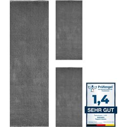 Bettumrandung ANDIAMO "Arezzo" Gr. B/L (Brücke): 60cm x 110cm (2 St.) B/L (Läufer): 80cm x 200cm (), rechteckig, grau (anthrazit) Uni Farben, weicher Flor, waschbar, ideal im Wohnzimmer & Schlafzimmer