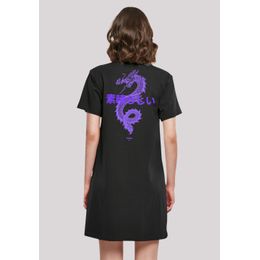 Shirtkleid F4NT4STIC "Drache Japan Damen T-Shirt Kleid", Damen, Gr. S, schwarz, Obermaterial: 100% Baumwolle, casual, regular fit, Rundhals, Kurzarm ohne Bündchen, Kleider, Print