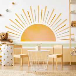Wandtattoo Aquarell Sonnenstrahlen - Wandsticker, Wandaufkleber Kinder Boho Sonne Kinderzimmer Jungen Mädchen Baby Wandklebebilder S bis XXL