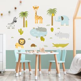 Wandtattoo Safari - Die große Vielfalt der Tiere - Wandsticker, Wandaufkleber Kinder Tiere Dschungel Aquarell Kinderzimmer Jungen Mädchen Baby