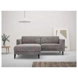 Ecksofa Home Affaire "Amancey, L-Form, Cord oder weicher wasserabweisender Strukturstoff" Sofas Gr. B/H/T: 215cm x 83cm x 158cm, Cord, Longchair links, grau (anthrazit) Breite 255 cm, mit Massivholzrahmen, Komfortschaum