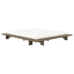 Bettgestell KARUP DESIGN "JAPAN BED Bodenbett, Holzrahmen, Futonbett, Jugendbett, Holzbett", braun (kiefer carob braun lackiert), B:208cm H:20cm L:228cm, Betten, Massivholzbett mit Lattenrost, Kiefer massiv, Bett ohne Kopfteil