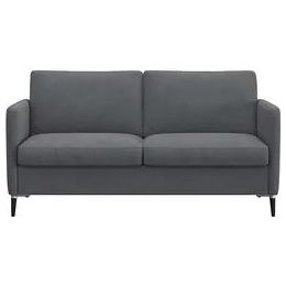 2-Sitzer FLEXLUX "Fiore, super Sitzkomfort durch Kaltschaum im Sitz" Sofas Gr. B/H/T: 149cm x 85cm x 92cm, Lederoptik, grau (elephant gre) schmale Armlehnen, Füße Alu+schwarz