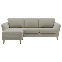 Ecksofa Home Affaire "MARSEILLE (242/152cm),L-Form, Rec. rechts/links" Sofas Gr. B/H/T: 242cm x 88cm x 152cm, Webstoff fein, Recamiere links, beige Massivholzbeine aus Eiche, in verschieden Bezügen und Farbvarianten