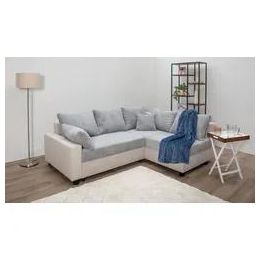 Ecksofa Collection AB "Parma L-Form" Sofas Gr. B/H/T: 224cm x 42cm x 161cm, Microvelours-Cord, silberfarben (silber, hellg) mit Schlaffunktion und Bettkasten, inklusive Kissen, Bonellfederkern