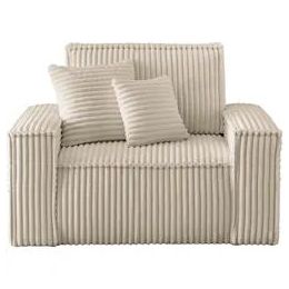 Loveseat Andas "Finnley" Sessel Gr. Cord, B/H/T: 120cm x 85cm x 86cm, beige (creme) passend zur Polster-Serie Finnley