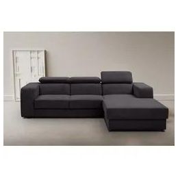 Ecksofa Inosign "Cherry" Sofas Gr. B/H/T: 270cm x 76cm x 192cm, Luxus-Microfaser Chenille, Ottomane rechts, Ottomane rechts, grau (anthrazit)