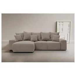 Ecksofa Inosign "Riwa" Sofas Gr. B/H/T: 300cm x 76cm x 150cm, Struktur fein, Ottomane links, Ottomane links, braun (samba)