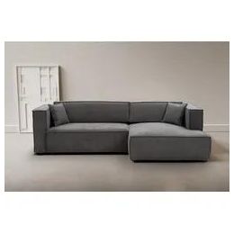 Ecksofa Inosign "Atlanta" Sofas Gr. B/H/T: 280cm x 76cm x 147cm, Struktur fein, Ottomane rechts, Ottomane rechts, schwarz (jet black)