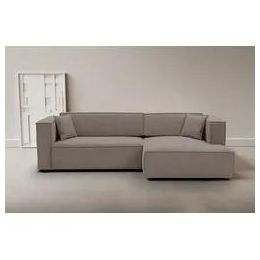 Ecksofa Inosign "Atlanta" Sofas Gr. B/H/T: 280cm x 76cm x 147cm, Struktur fein, Ottomane rechts, Ottomane rechts, braun (samba)