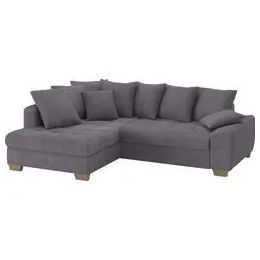 Ecksofa Inosign "Nikita II, L-Form" Sofas Gr. B/H/T: 243cm x 88cm x 190cm, Cord, Bettfunktion rechts, Ausführung, grau (stripes 8629 stone) mit Kaltschaumpolsterung, wahlweise Bett und Bettkasten