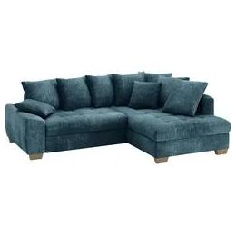 Ecksofa Inosign "Nikita II, L-Form" Sofas Gr. B/H/T: 240cm x 86cm x 190cm, Velours, Ottomane rechts, Ausführung / Funktion, blau Wahlweise mit Kaltschaum, EasyBett, Bettkasten