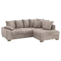 Ecksofa Inosign "Nikita II, L-Form" Sofas Gr. B/H/T: 240cm x 86cm x 190cm, Velours, Ottomane rechts, Ausführung / Funktion, beige Wahlweise mit Kaltschaum, EasyBett, Bettkasten