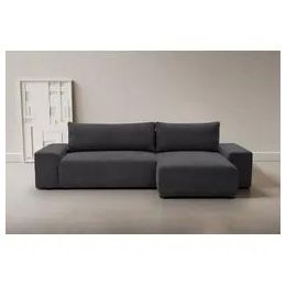 Ecksofa Inosign "Amsterdam" Sofas Gr. B/H/T: 300cm x 76cm x 150cm, Cord, Ottomane rechts, Ottomane rechts, grau (anthrazit) Design Ecksofa mit hohem Komfort, Schlaffunktion & Bettkasten