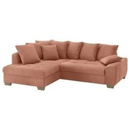 Ecksofa Inosign "Nikita II, L-Form" Sofas Gr. B/H/T: 243cm x 88cm x 190cm, Soft clean, Ottomane links, Ausführung, braun (novaclean avanti 9 ginger) mit Kaltschaumpolsterung, wahlweise Bett und Bettkasten