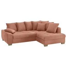 Ecksofa Inosign "Nikita II, L-Form" Sofas Gr. B/H/T: 243cm x 88cm x 190cm, Microfaser 1, Bettfunktion links, Ausführung, braun (novaclean avanti 9 ginger) mit Kaltschaumpolsterung, wahlweise Bett und Bettkasten