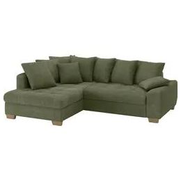 Ecksofa Inosign "Nikita II, L-Form" Sofas Gr. B/H/T: 243cm x 88cm x 190cm, Cord, Ottomane links, Ausführung, grün (stripes 8641 grün) mit Kaltschaumpolsterung, wahlweise Bett und Bettkasten