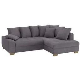 Ecksofa Inosign "Nikita II, L-Form" Sofas Gr. B/H/T: 243cm x 88cm x 190cm, Cord, Bettfunktion links, Ausführung, grau (stripes 8629 stone) mit Kaltschaumpolsterung, wahlweise Bett und Bettkasten