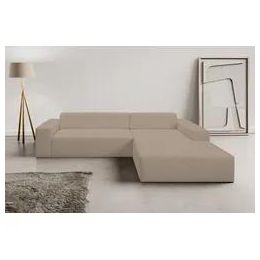 Ecksofa Inosign "Zeus-XL" Sofas Gr. B/H/T: 311cm x 70cm x 210cm, Chenille, Ottomane rechts, Ottomane rechts, braun (hellbraun) Curvy Trend Garnitur mit urbaner Optik