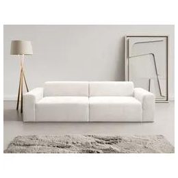 Sofa Inosign "Zeus 3-Sitzer" Sofas Gr. B/H/T: 256cm x 70cm x 105cm, Chenille, Chenille Flow, beige (natur) Curvy Trend 3-Sitzer mit urbaner Optik