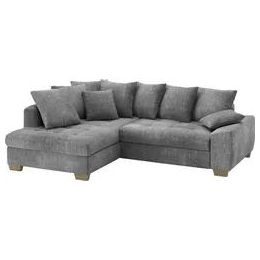 Ecksofa Inosign "Nikita II, L-Form" Sofas Gr. B/H/T: 243cm x 88cm x 190cm, Velours, Bettfunktion rechts, Ausführung, grau (dolce 16 graphite) mit Kaltschaumpolsterung, wahlweise Bett und Bettkasten