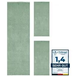 Bettumrandung ANDIAMO "Arezzo" Gr. B/L (Brücke): 60cm x 110cm (2 St.) B/L (Läufer): 80cm x 200cm (), rechteckig, grün (salbeigrün) Uni Farben, weicher Flor, waschbar, ideal im Wohnzimmer & Schlafzimmer