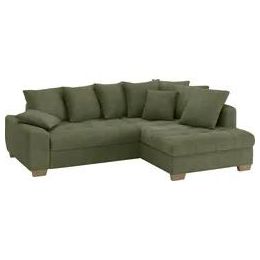 Ecksofa Inosign "Nikita II, L-Form" Sofas Gr. B/H/T: 243cm x 88cm x 190cm, Cord, Bettfunktion links, Ausführung, grün (stripes 8641 grün) mit Kaltschaumpolsterung, wahlweise Bett und Bettkasten