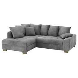 Ecksofa Inosign "Nikita II, L-Form" Sofas Gr. B/H/T: 240cm x 86cm x 190cm, Velours, Ottomane links, Ausführung / Funktion, grau Wahlweise mit Kaltschaum, EasyBett, Bettkasten