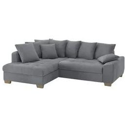 Ecksofa Inosign "Nikita II, L-Form" Sofas Gr. B/H/T: 243cm x 88cm x 190cm, Soft clean, Ottomane links, Ausführung, grau (novaclean avanti 1 stone) mit Kaltschaumpolsterung, wahlweise Bett und Bettkasten