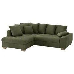 Ecksofa Inosign "Nikita II, L-Form" Sofas Gr. B/H/T: 243cm x 88cm x 190cm, Microfaser, Ottomane links, Ausführung, grün (memphis 12 grün) mit Kaltschaumpolsterung, wahlweise Bett und Bettkasten