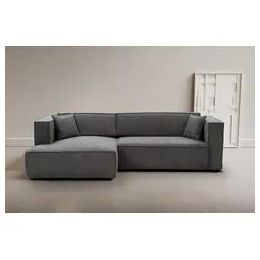 Ecksofa Inosign "Atlanta" Sofas Gr. B/H/T: 280cm x 76cm x 147cm, Struktur fein, Ottomane links, Ottomane links, schwarz (jet black)