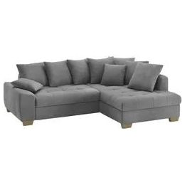 Ecksofa Inosign "Nikita II, L-Form" Sofas Gr. B/H/T: 243cm x 88cm x 190cm, Microfaser, Ottomane rechts, Ausführung, grau (memphis 20 stone) mit Kaltschaumpolsterung, wahlweise Bett und Bettkasten