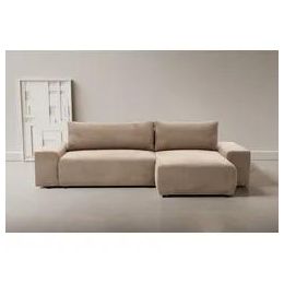 Ecksofa Inosign "Amsterdam" Sofas Gr. B/H/T: 300cm x 76cm x 150cm, Cord, Ottomane rechts, Ottomane rechts, beige (greige) Design Ecksofa mit hohem Komfort, Schlaffunktion & Bettkasten