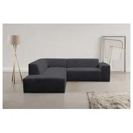 Ecksofa Inosign "Zeus-M" Sofas Gr. B/H/T: 251cm x 70cm x 262cm, Chenille, Recamiere links, Recamiere links, grau (anthrazit) Curvy Trend Garnitur mit urbaner Optik