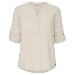 Longbluse oxmo "Tunika OXAnja", Damen, Gr. 36, beige (cement), Obermaterial: 55% Leinen LI. 45% Viskose CV., casual, hüftlang, Blusen