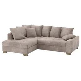 Ecksofa Inosign "Nikita II, L-Form" Sofas Gr. B/H/T: 240cm x 86cm x 190cm, Velours, Ottomane links, Ausführung / Funktion, beige Wahlweise mit Kaltschaum, EasyBett, Bettkasten