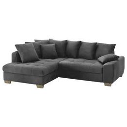 Ecksofa Inosign "Nikita II, L-Form" Sofas Gr. B/H/T: 243cm x 88cm x 190cm, Microfaser 2, Bettfunktion rechts, Ausführung, schwarz (memphis 17 schwarz) mit Kaltschaumpolsterung, wahlweise Bett und Bettkasten