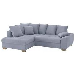 Ecksofa Inosign "Nikita II, L-Form" Sofas Gr. B/H/T: 243cm x 88cm x 190cm, Microfaser 2, Bettfunktion rechts, Ausführung, blau (memphis 1676 grau) mit Kaltschaumpolsterung, wahlweise Bett und Bettkasten