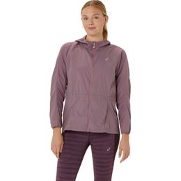 Regenjacke asics "ROAD PACKABLE JACKET", Damen, Gr. M (40), lila, Web, Obermaterial: 100% Nylon, unifarben, sportlich, hoch geschlossener Ausschnitt, Jacken