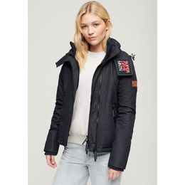 Outdoorjacke Superdry "HOODED MTN WINDBREAKER JACKET", Damen, Gr. M, blau (eclipse navy), Web, Obermaterial: 100% Polyester, unifarben, casual, slim fit, Langarm, Jacken