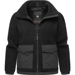 Plüschjacke Ragwear "Arctika", Damen, Gr. M (38), schwarz, Obermaterial 1: 100% Polyester, Obermaterial 2: 70% Polyester, 30% Nylon, Innenfutter: 100% Polyester, Wattierung: 100% Polyester, gerade hüftbedeckend, hoch geschlossener Ausschnitt, Ärmel ohne Ärmelschlitz elastischer Bund mit innenliegendem Gummizug, Jacken, Flauschige Übergangsjacke aus Teddyfleece