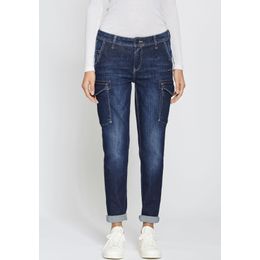 Cargojeans Gang "94AMELIE CARGO", Damen, Gr. 27, N-Gr, blau (trueindigo), Denim/Jeans, Obermaterial: 93% Baumwolle, 5% Elastomultiester, 2% Elasthan, casual, relaxed fit, Jeans