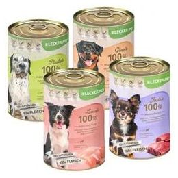 LYRA PET 24 x 400 g Lecker.Pet® Gino's, Josie's, Luna's & Paula's 100 % Fleisch & Gemüse Hundefutter Nassfutter Mix - je Sorte 6 Dosen