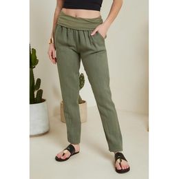 Le Monde du Lin Leinen-Hose in Khaki - 79% | Gr&ouml;&szlig;e 34/36 | Damenhosen