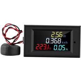 KKmoon Multifunktions-Digitalvoltmeter-Amperemeter AC 80–300 V LCD-Farbbildschirm mit 100 A Stromwandler D69-2049 Digital-Voltmeter-Amperemeter