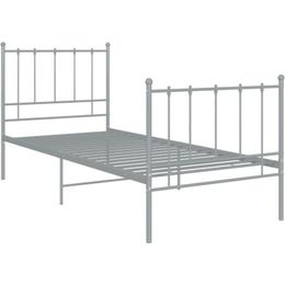 vidaXL - Bett Grau Metall 90x200 cm