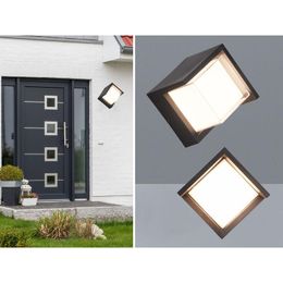 REALITY LEUCHTEN LED Außenwandleuchten 2er SET Schwarz Fassadenbeleuchtung Würfel eckig 15x15cm