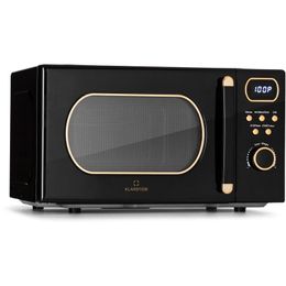 Klarstein Mikrowelle mit Grill, 800 Watt Mikrowelle Klein, 3-in-1Edelstahl-Mikrowelle Schwarz, Kleine 20 Liter Mikrowelle mit Auftau- und Pizzafunktion,