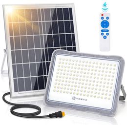 Aigostar - 200W Solar Strahler Außen,Superheller led Strahler mit Großflächige Solarpanel & Fernbedienung,Dämmerungs-und Bewegungssensoren,zwei